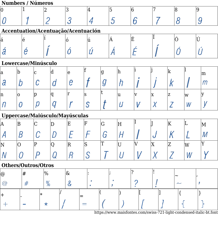 Swiss 721 BT Condensed Light Italic Font: Free Download | MaisFontes