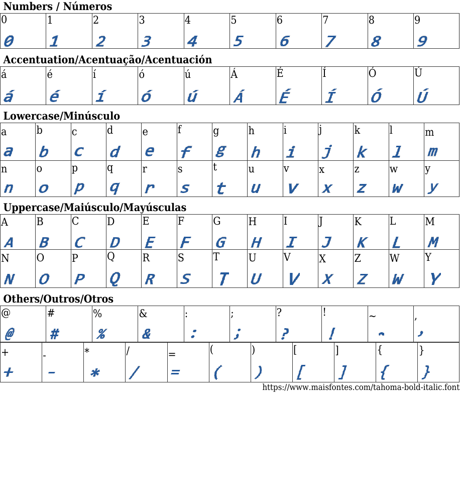 Tahoma Bold Italic Font: Free Download | MaisFontes
