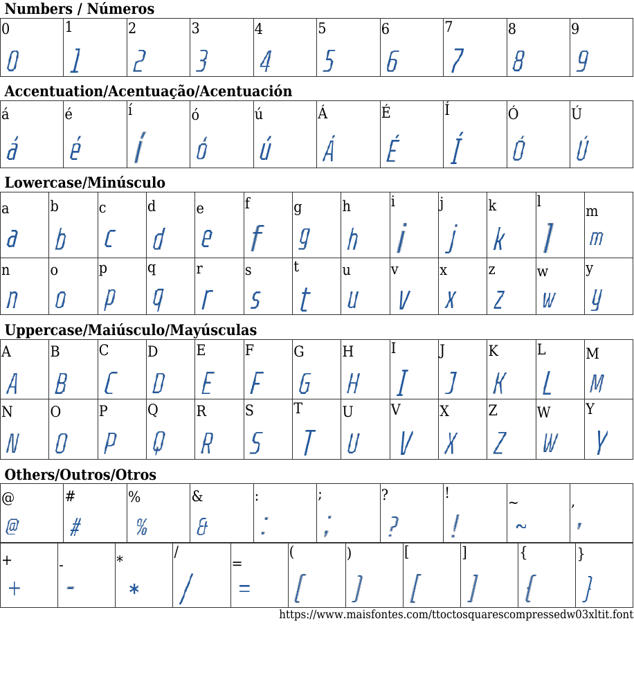 TT Octosquares Compressed W03 XLight Italic: Free Font Download ...