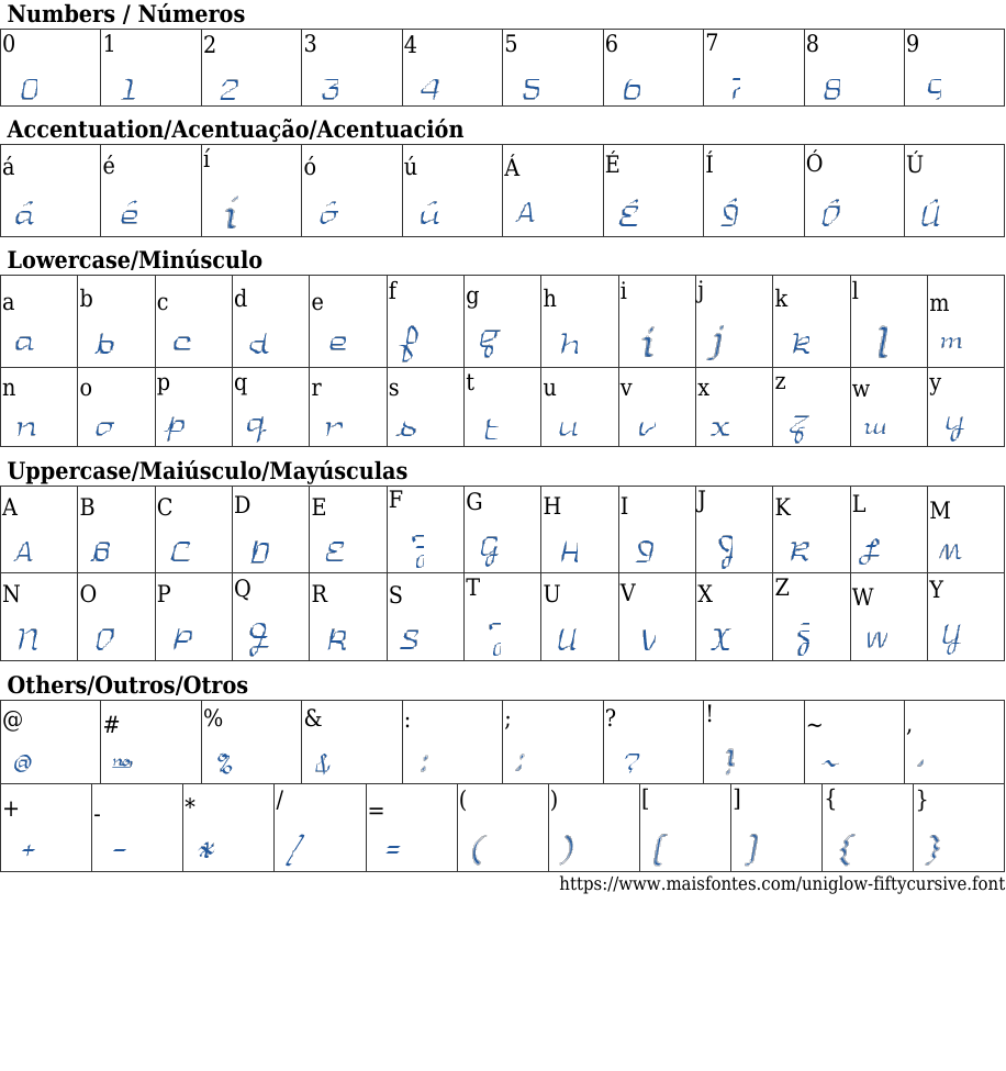 Uniglow Fifty Cursive: Free Font Download | MaisFontes