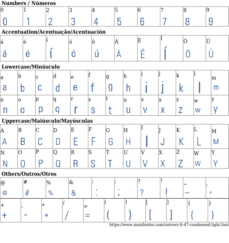 Univers LT 47 Condensed Light: Free Font Download | MaisFontes