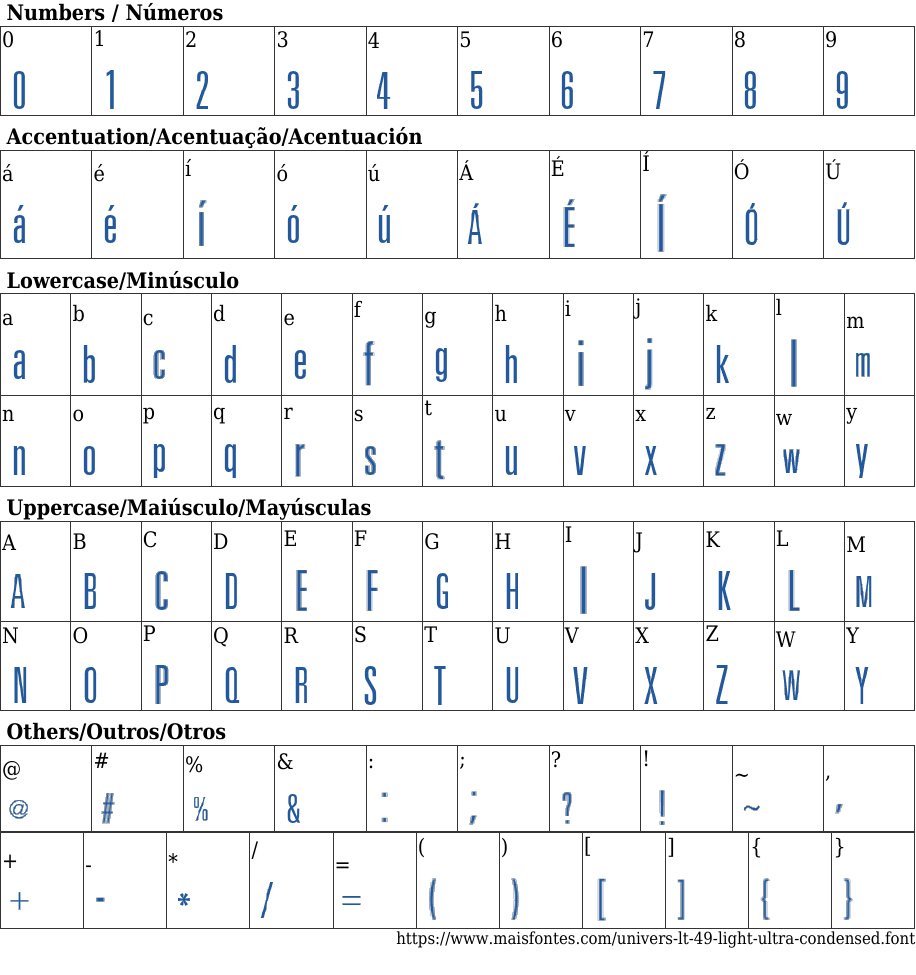 Univers LT 49 Light Ultra Condensed: Free Font Download | MaisFontes