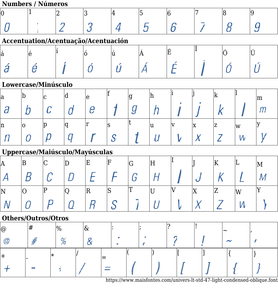 Univers LT Std 47 Light Condensed Oblique: Free Font Download | MaisFontes