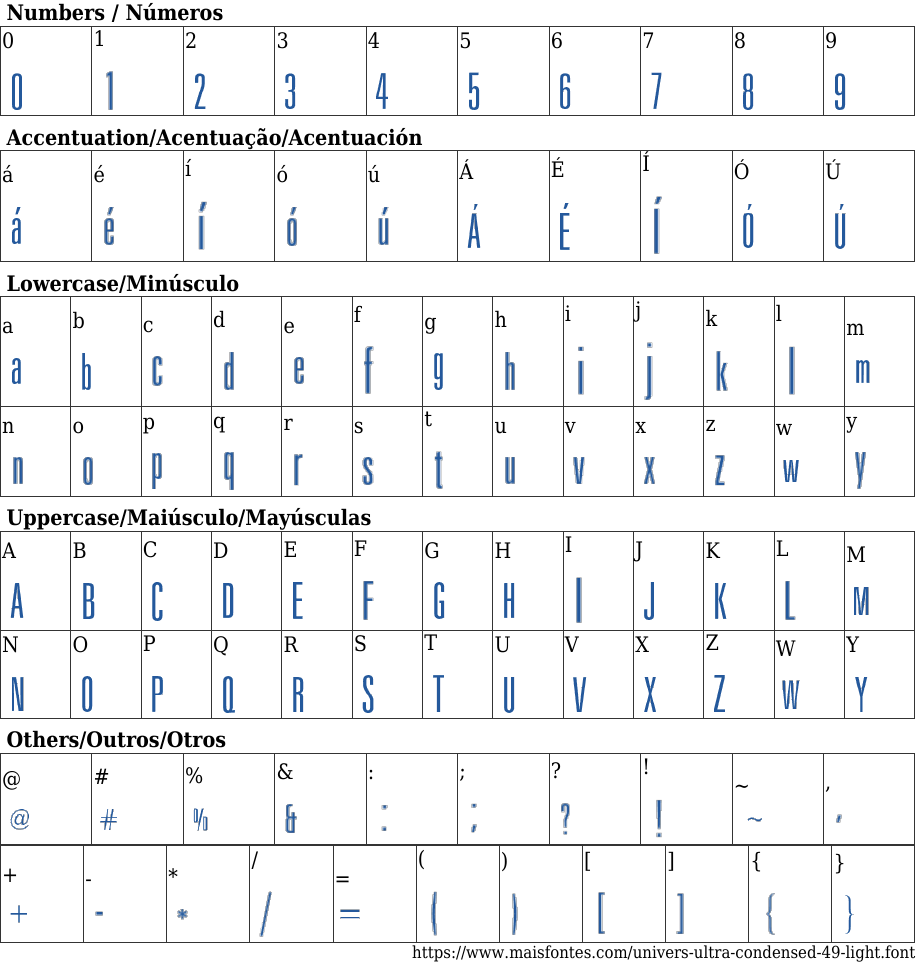 Univers Ultra Condensed 49 Light: Free Font Download | MaisFontes