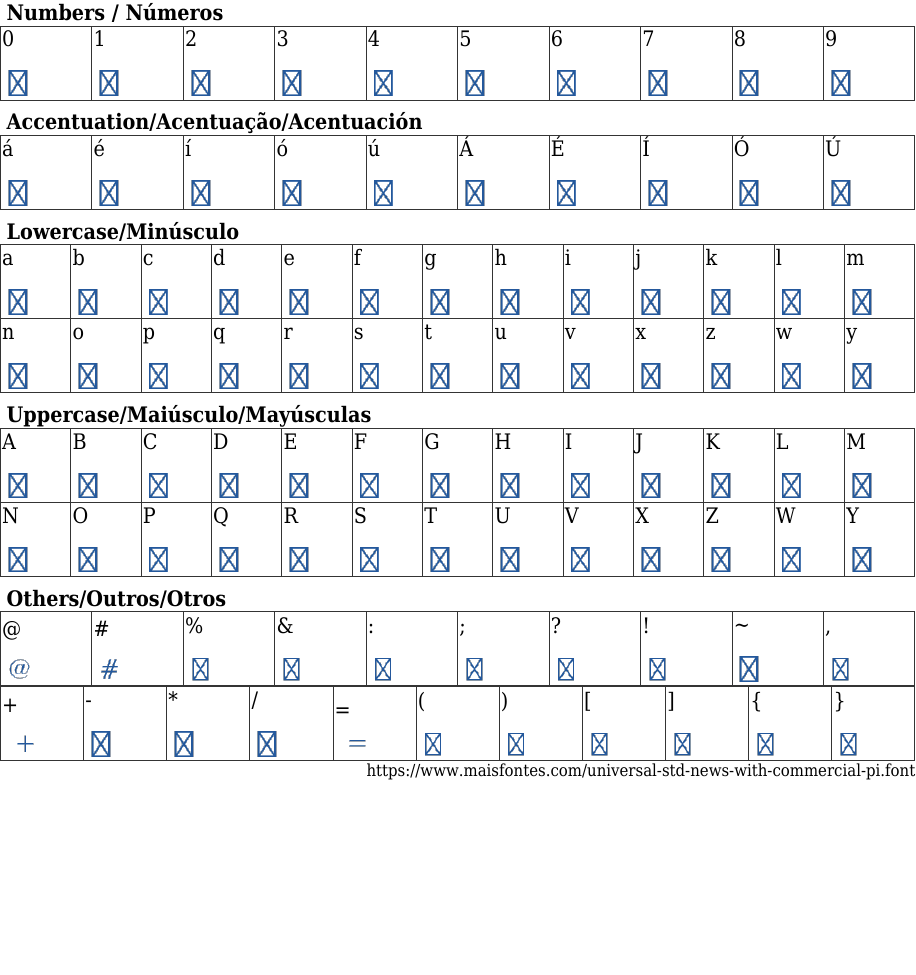 Universal Std News with Commercial Pi: Free Font Download | MaisFontes