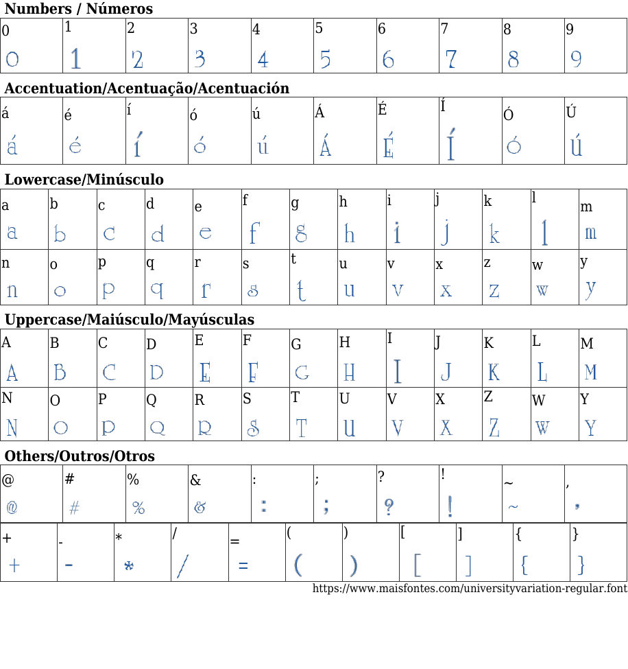 University Variation Regular Font: Free Download | MaisFontes