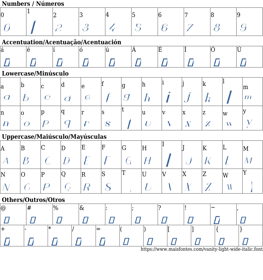 Vanity Light Wide Italic: Free Font Download | MaisFontes