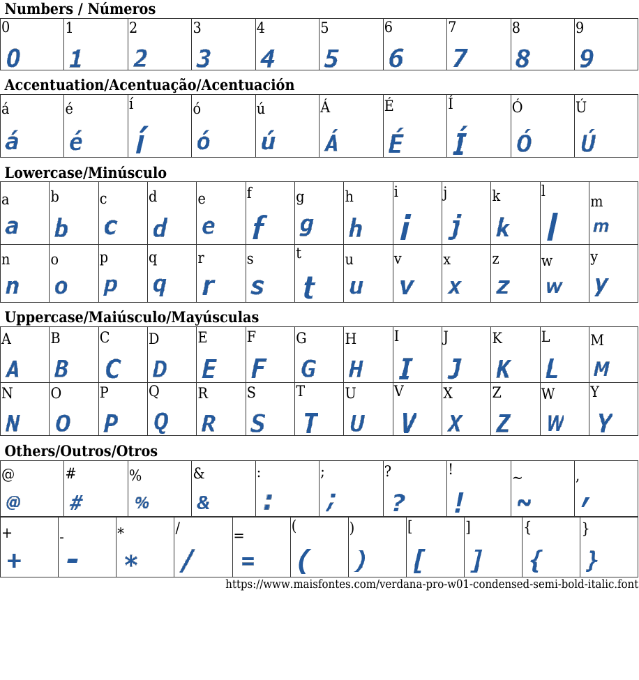 Verdana Pro W01 Condensed Semi Bold Italic: Free Font Download | MaisFontes