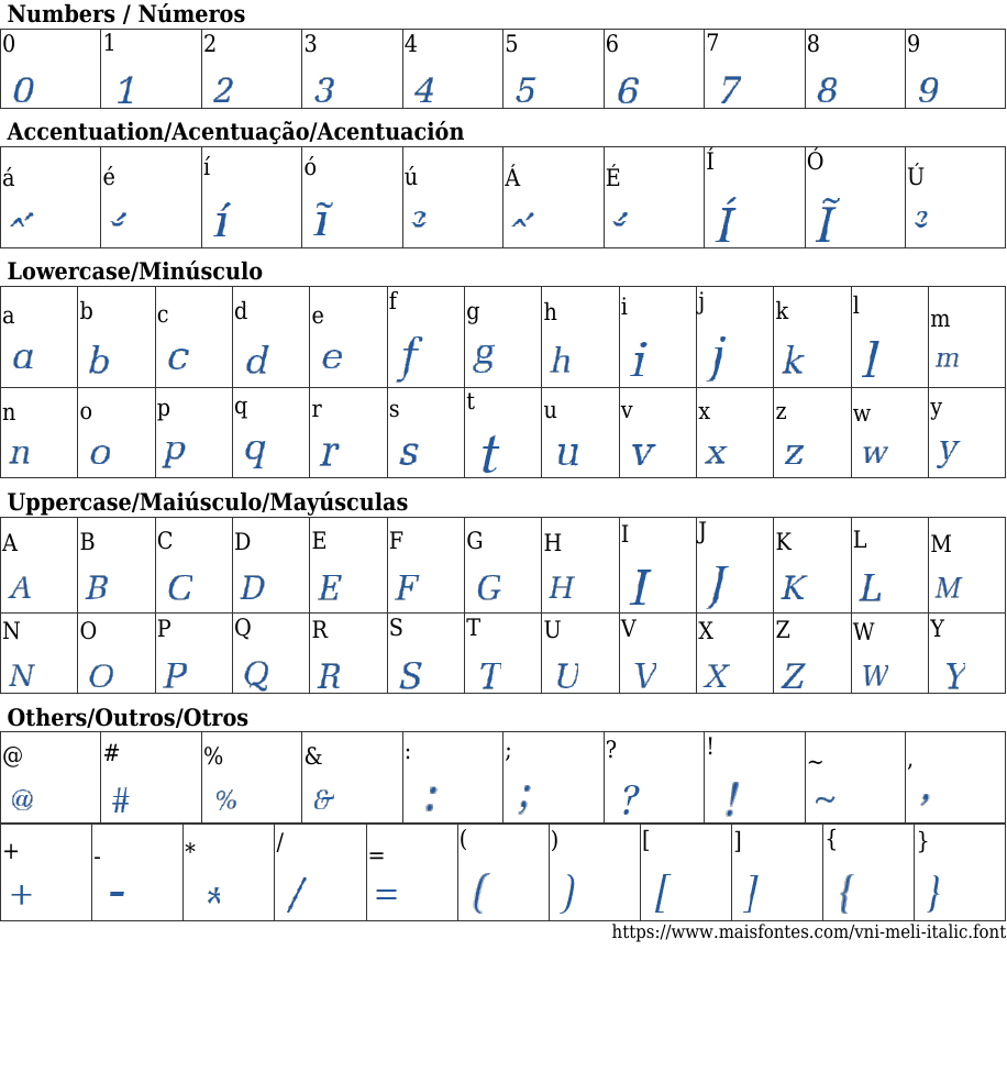 VNI Meli Italic: Free Font Download | MaisFontes