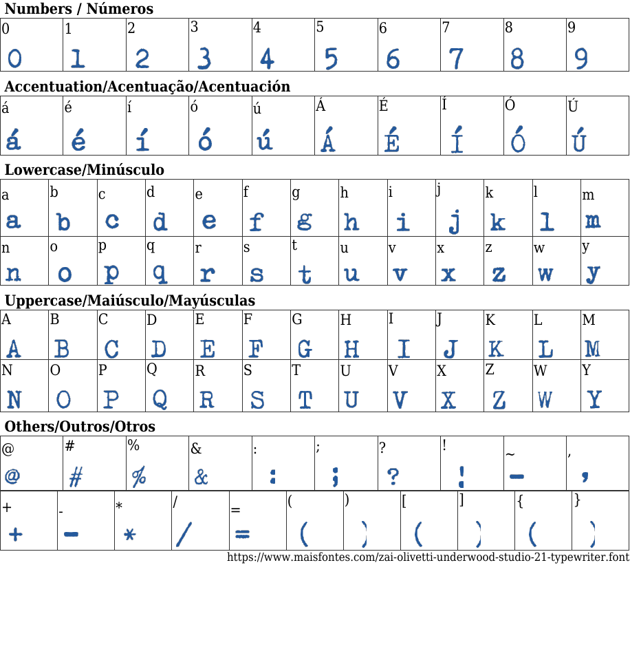 Zai Olivetti Underwood Studio 21 Typewriter: Free Font Download ...